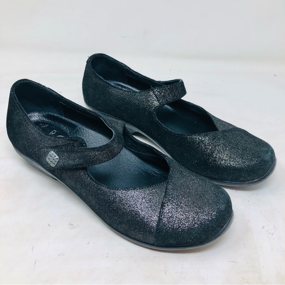 Dansko Metallic Black Low Wedge Mary Jane Shoes - Gem